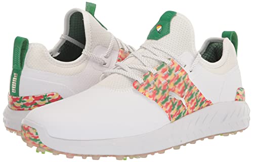 PUMA Men's Ignite Articulate Palmer Camo Golf Shoe, White Silver/Amazon Green, 11.5