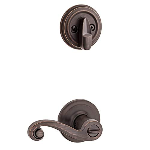 Kwikset Lido Keyed Entry Lever and Single Cylinder Deadbolt Combo Pack with Microban Antimicrobial Protection featuring SmartKey Security in Venetian Bronze (99910-047)