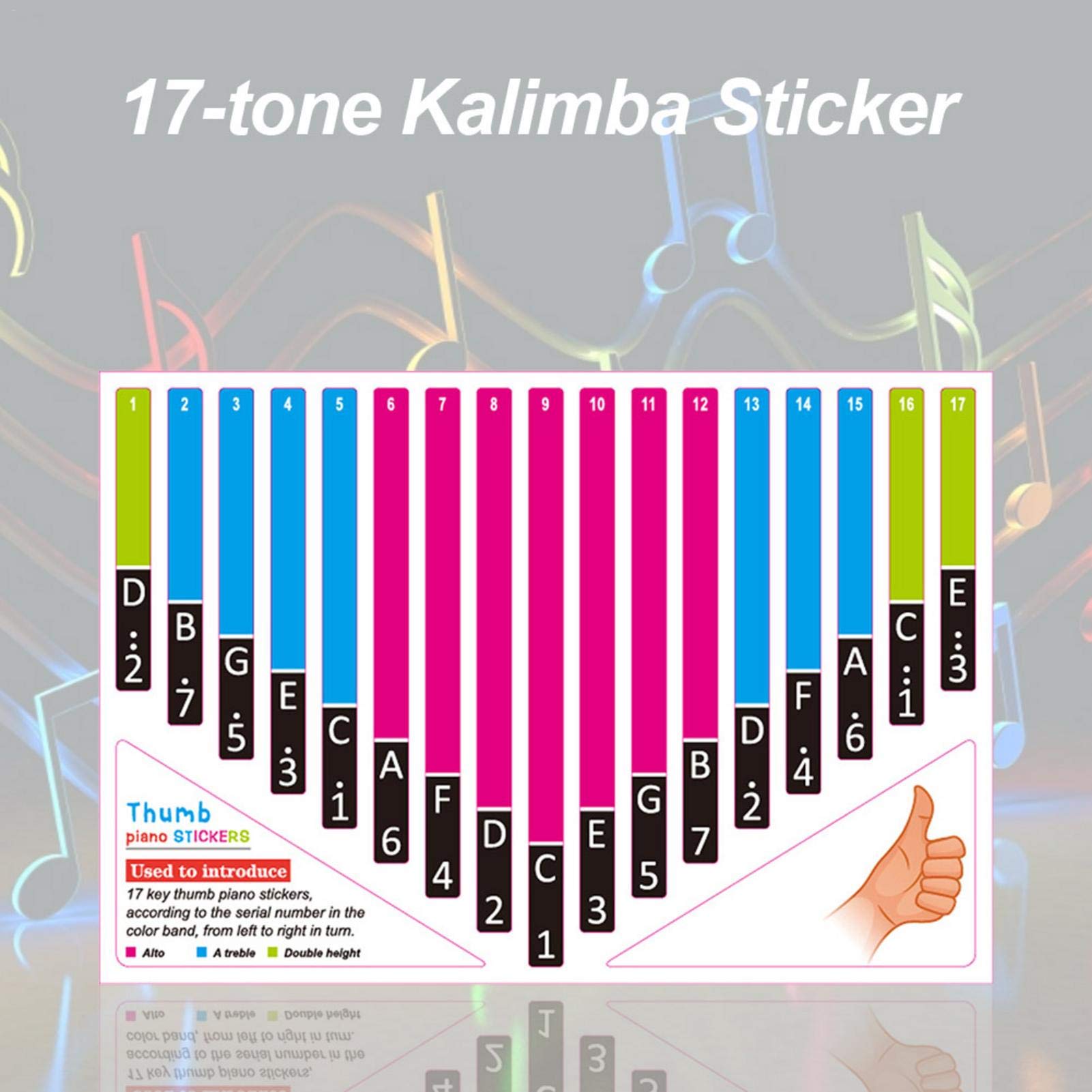 narratorbook 17-Key Thumb Piano Sticker Kids Beginner Note Stickers Thumb Piano Key Sticker for Kalimba Thumb Piano Repair Parts Musical Instruments