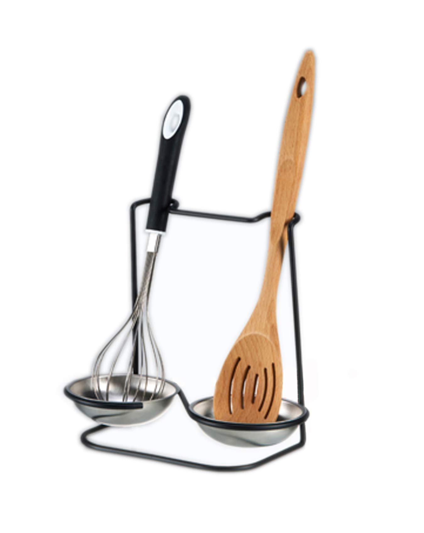 Prodyne Metalla Stainless Steel Double Spoon Rest, Black