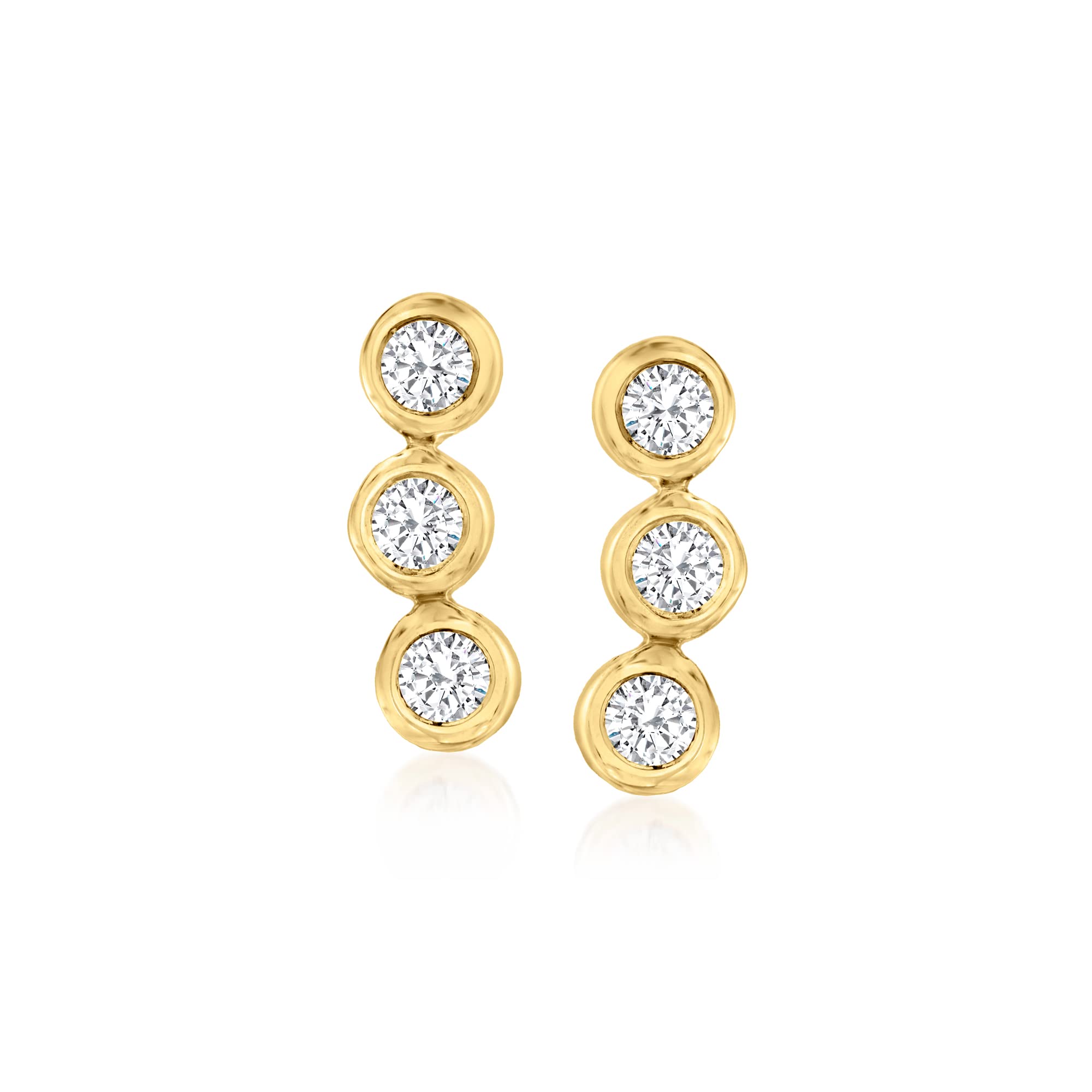 RS Pure by Ross-Simons 0.15 ct. t.w. Bezel-Set Diamond Curved Earrings in 14kt Yellow Gold