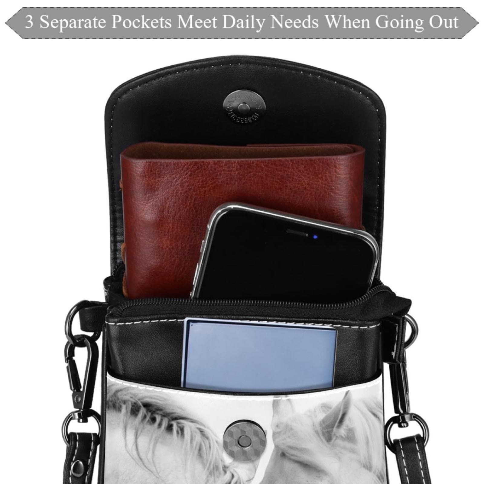 Small Crossbody Bag Horse White Cell Phone Purse Wallet