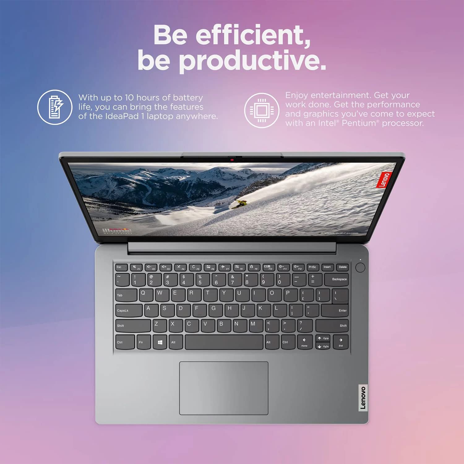 Lenovo Ideapad 1i Laptop, 14" HD Screen, Intel Pentium Silver N5030 Processor, 4GB RAM, 128GB PCIe SSD + 128GB eMMC, Webcam, HDMI, SD Card Reader, Wi-Fi 6, Windows 11 Home, Cloud Grey