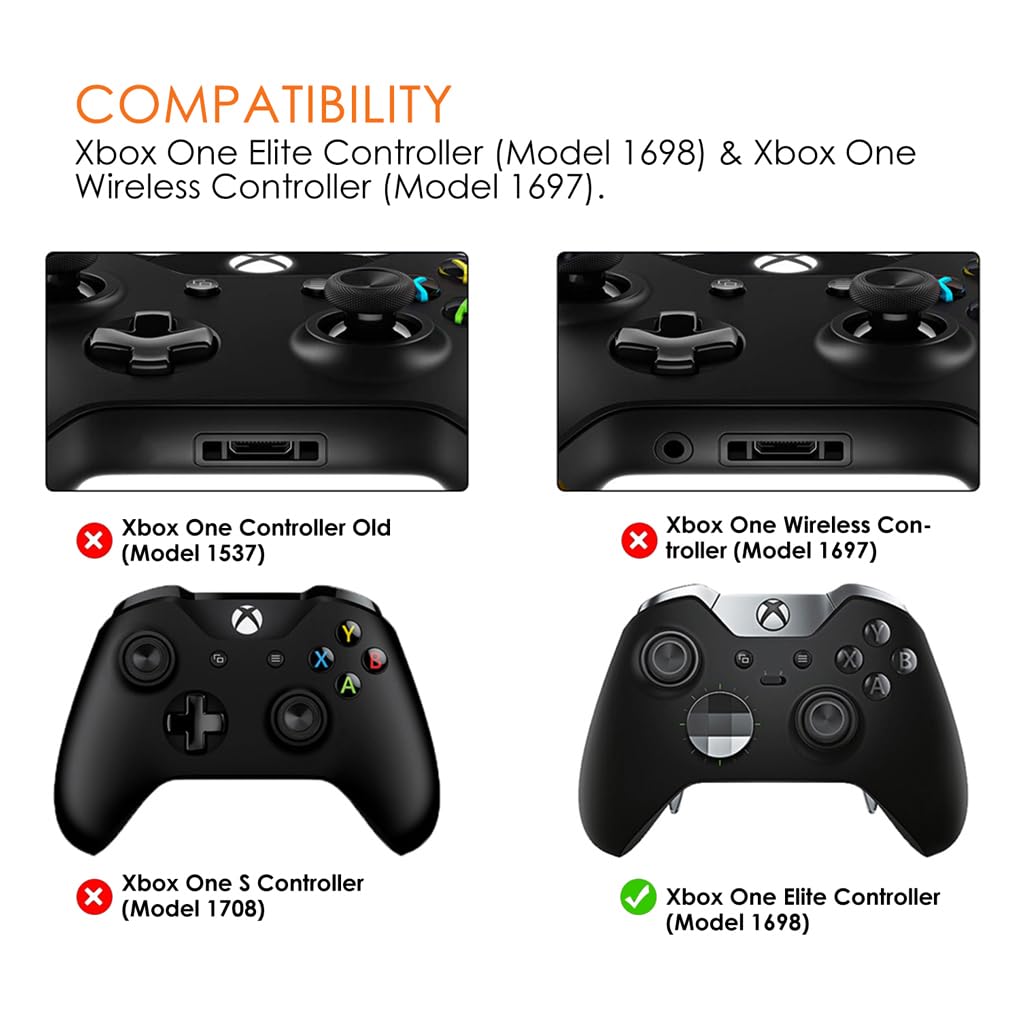 TOMSIN® LB RB Replacement Bumper Buttons for Xbox One Elite Controller (2 Pcs) (Black)