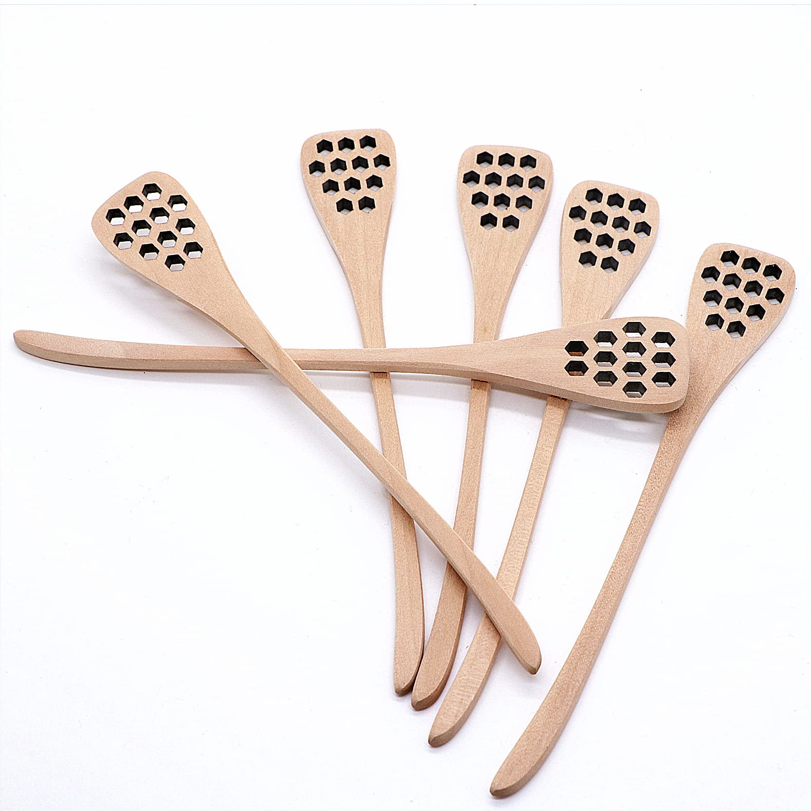 Newwe Honey Dippers (6 pcs set) 7 inch Honeycomb Stick, Honey Stirrer Stick for Honey Jar Dispense Drizzlier Honey and Wedding Party Gift