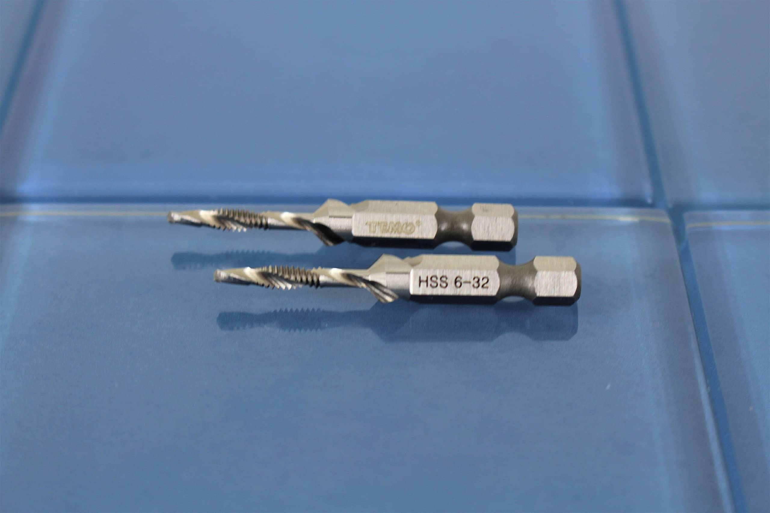TMAX 2 pc 6-32 Combination Drill and Tap Multi Use Deburr Countersink Hex Bit