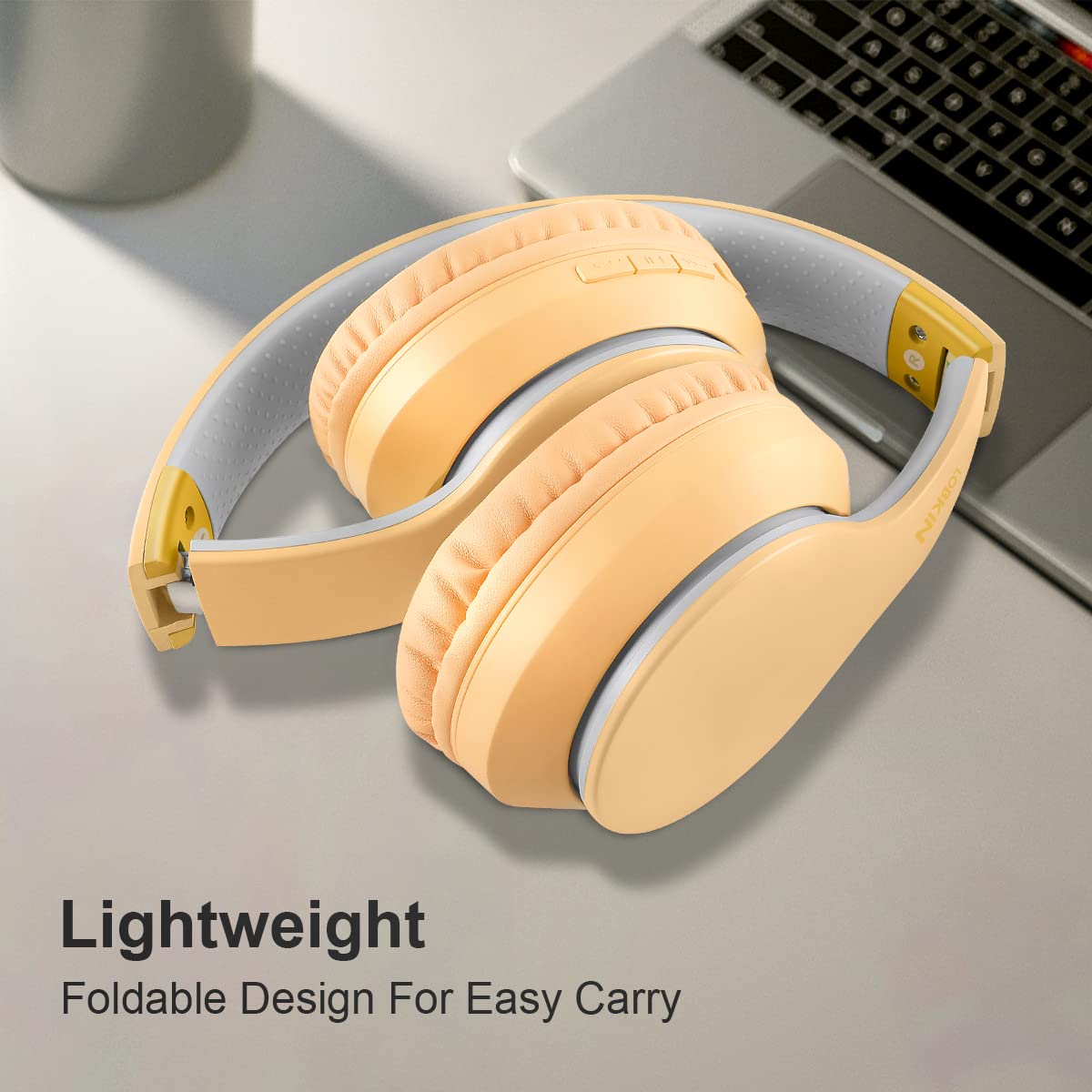 LOBKIN Bluetooth Headphone Over Ear, Stereo Wireless Headset with Microphone, Foldable Wireless and Wired Headphones with TF Card MP3 Mode and FM Radio for Smartphones Bluetooth headsets(Blue)
