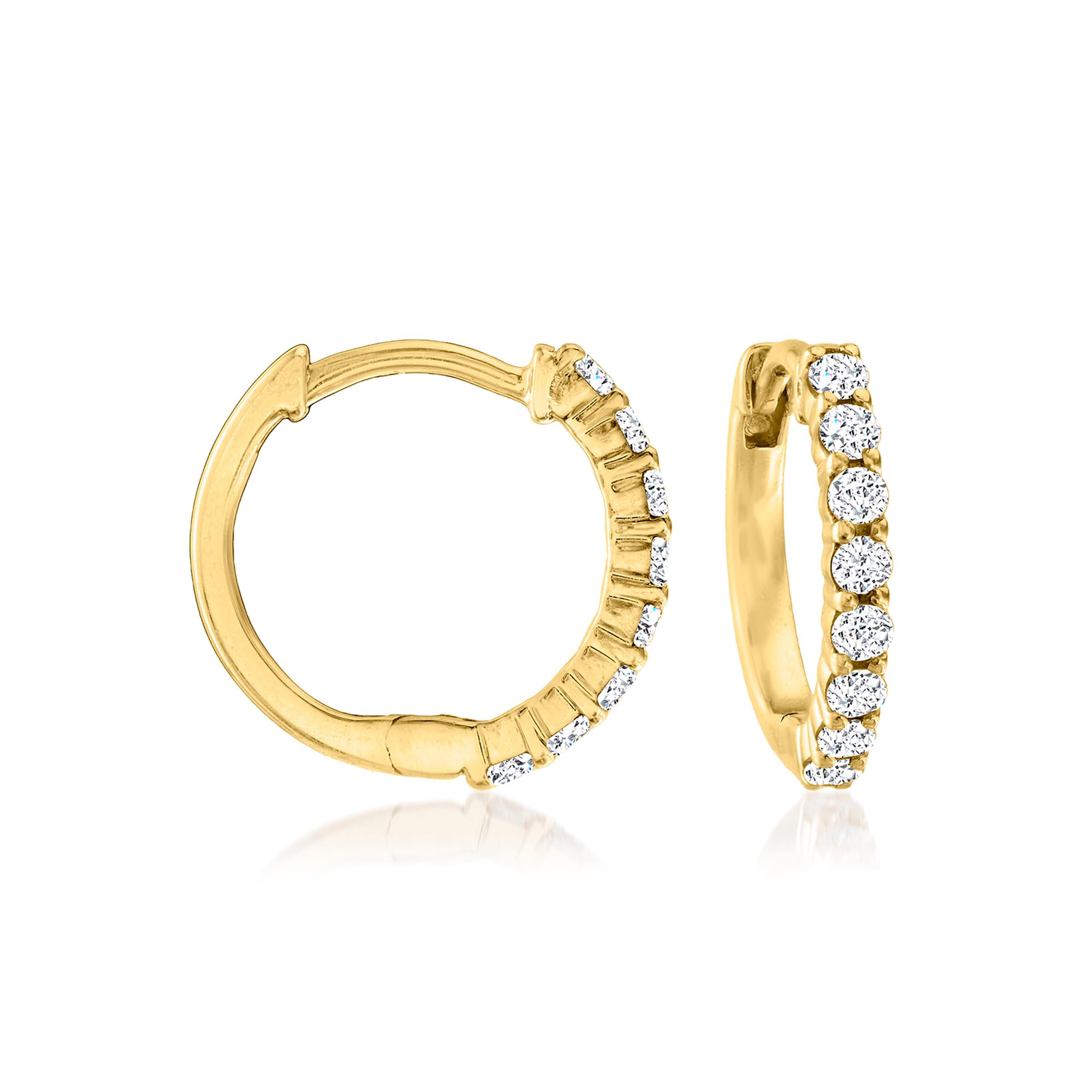 RS Pure by Ross-Simons 0.25 ct. t.w. Diamond Huggie Hoop Earrings in 14kt Yellow Gold