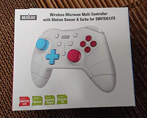 NEXiLUX Wireless Pro Mini Controller Compatible with Nintendo Switch (Motion Sensor & Turbo Enhanced), PC, Android Phone and Android TV - Light Gray (NXL-95227)