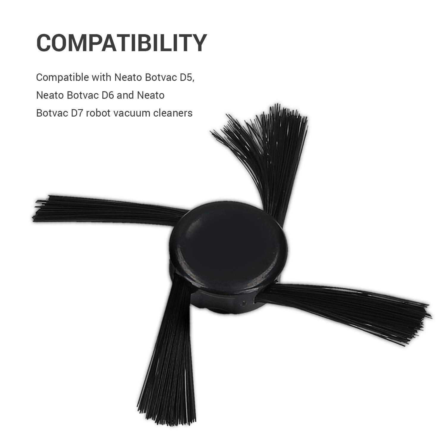 kwmobile Replacement Side Brushes Compatible with Neato Botvac - D5 / D6 / D7 Series 3-Piece Spare Part Set Brush Pack Spares for Vacuum Cleaner Robot