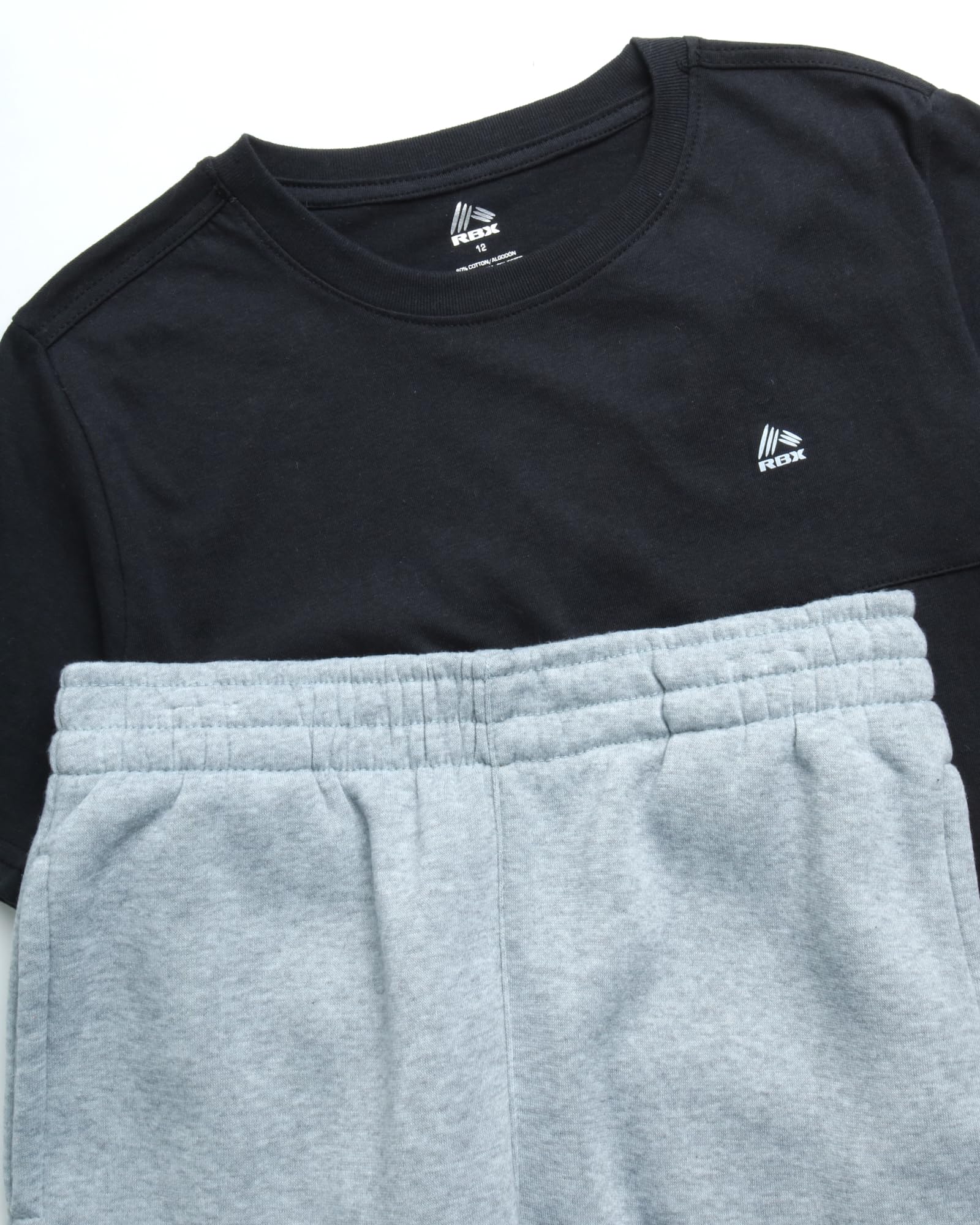 RBX Boys' Active Jogger Set - 2 Piece Hooded Short Sleeve T-Shirt and Fleece Joggers (Size: 8-12), Size 10, Red/Black