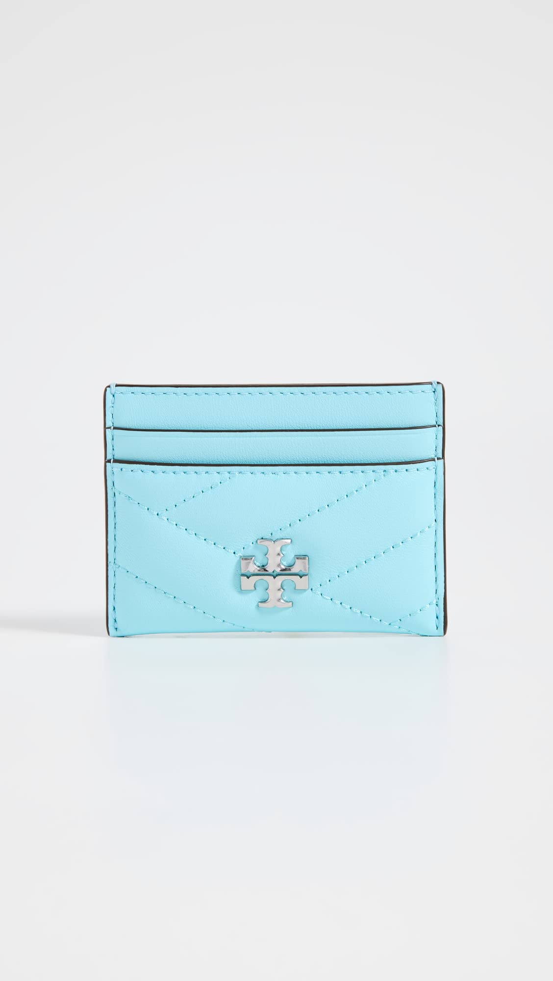 Tory Burch Women's Kira Chevron Card Case, Light Celeste, Blue, One Size