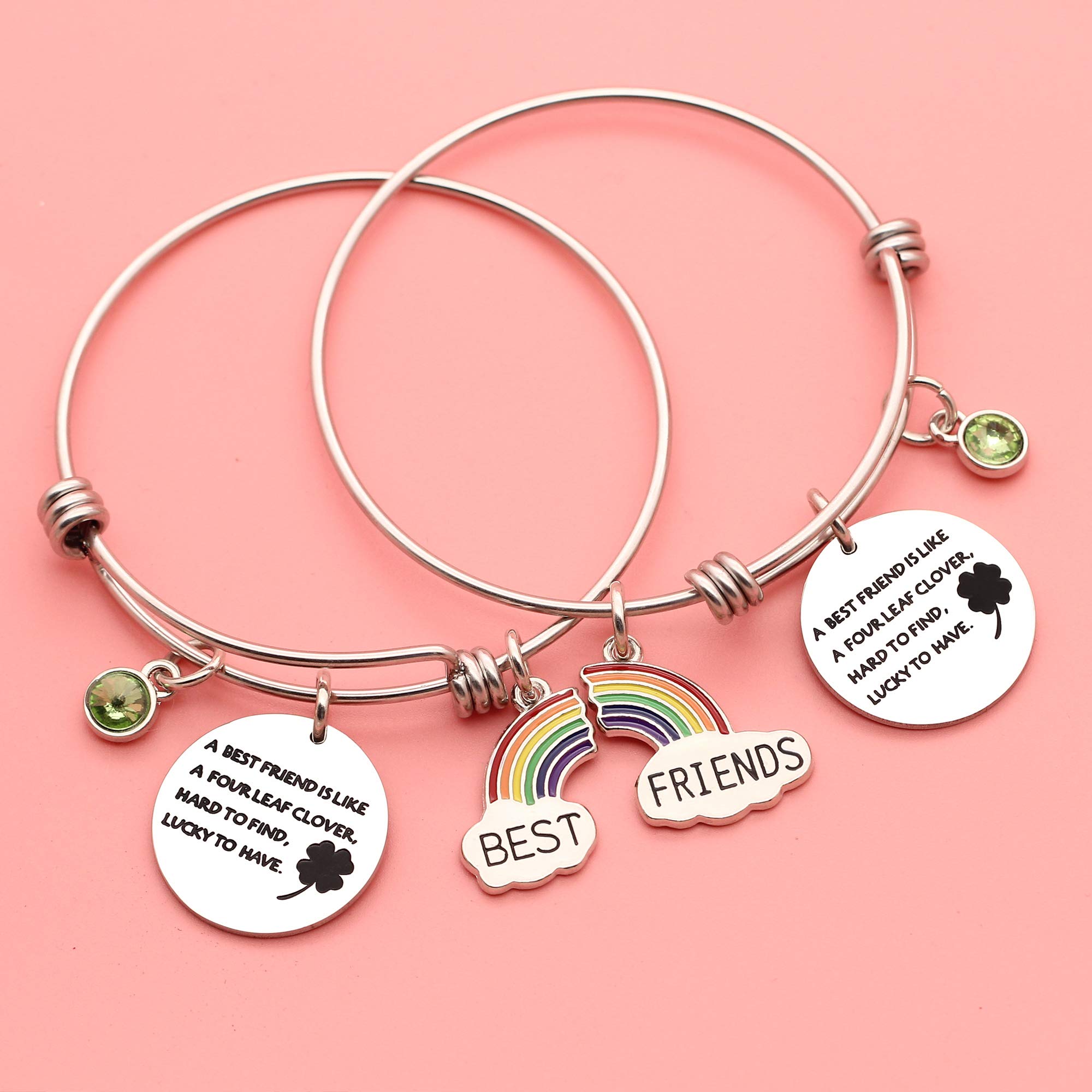 Maxforever Friendship Bangle Gifts 2Pcs Charm Bangles Bracelets for Best Friends Besties Birthday Anniversary Graduation Thanksgiving Christmas