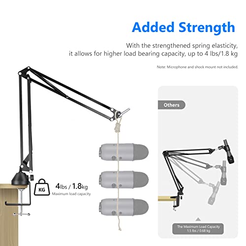 NEEWER Microphone Arm Mount, Suspension Arm Mount with Upgraded C-Clamp, Pop Filter, 3/8"-1/4" and 3/8"-5/8" Adapter, Mic Clip, Compatible with Blue Yeti Nano Snowball Ice