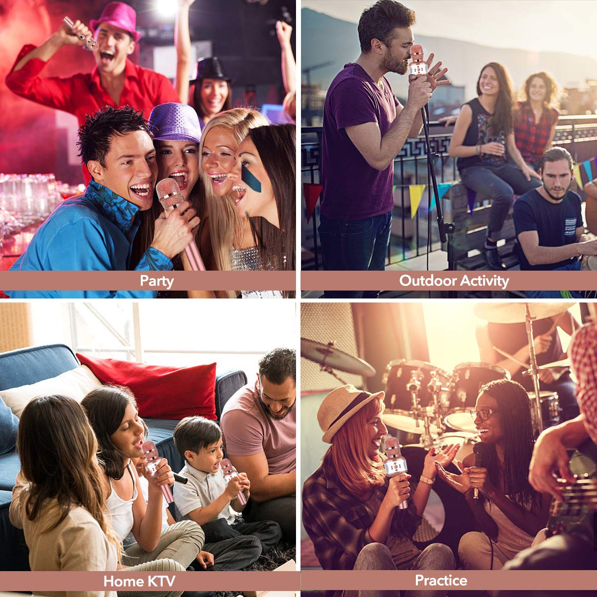 LEERON Upgraded Karaoke Bluetooth Microphone, Kids Microphone Adults Wireless Microphone Speaker, Portable Rechargeable Bluetooth Mic for Partys, Home KTV, Outdoor Activities
