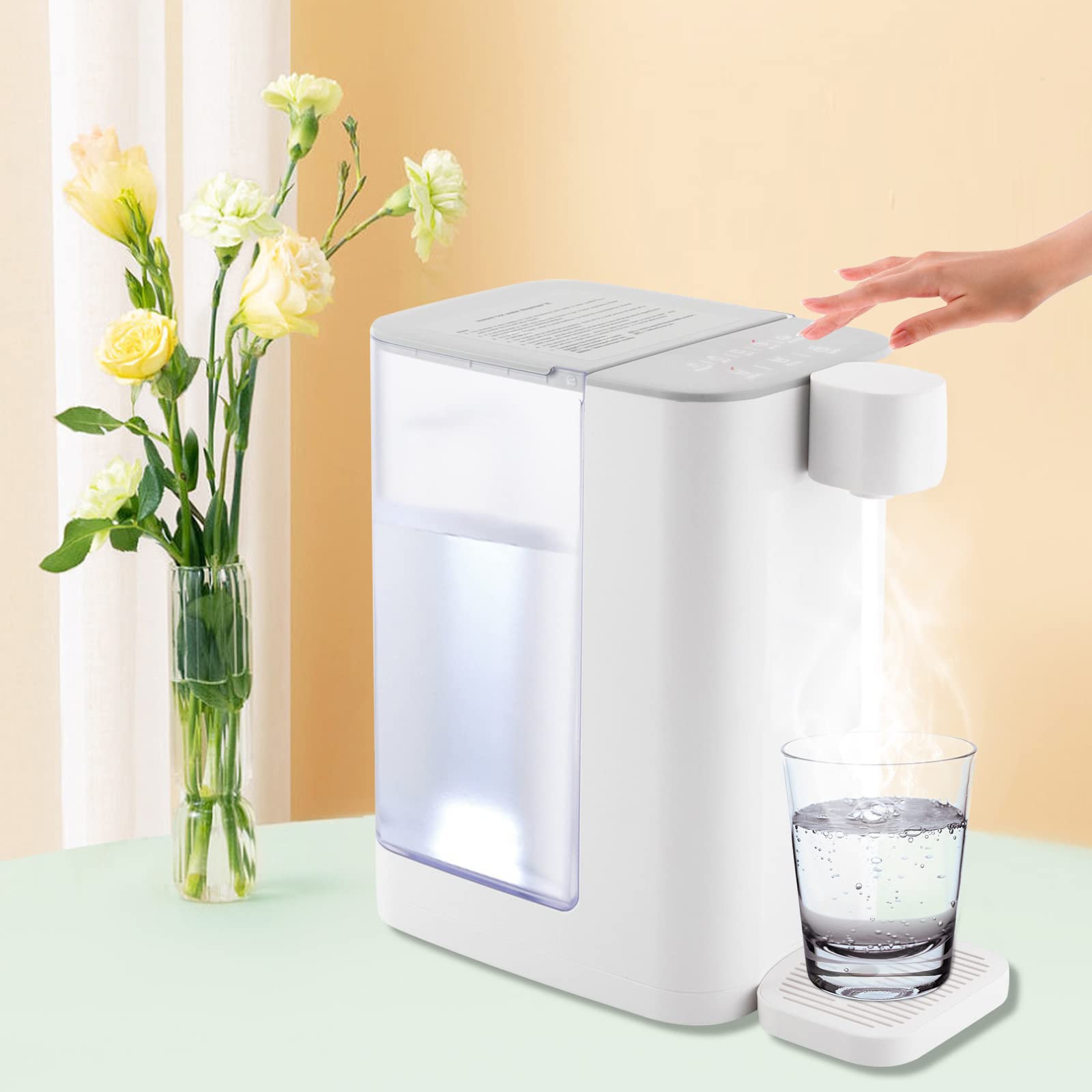 MANULOOT Countertop Instant Hot Water Dispenser, Instant Hot Water Dispenser, Quick Heating Water Dispenser, Adjustable 5 Temperatures Countertop Hot Water Dispenser | US Stock (White)