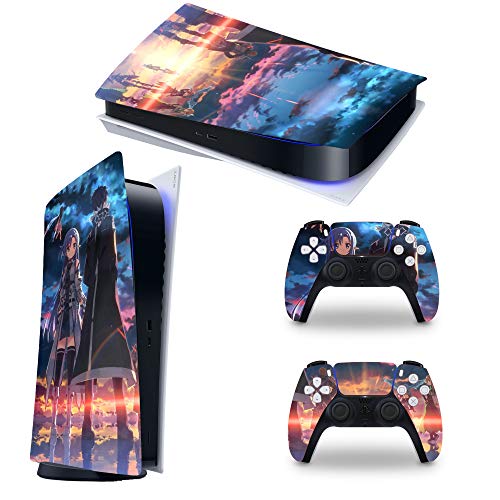 Playstation 5 Digital Edition Skin Set β SAO - HD Printing Vinyl Skin Cover Protective for PS5 Digital Edition Console and 2 PS5 Digital Edition Controller