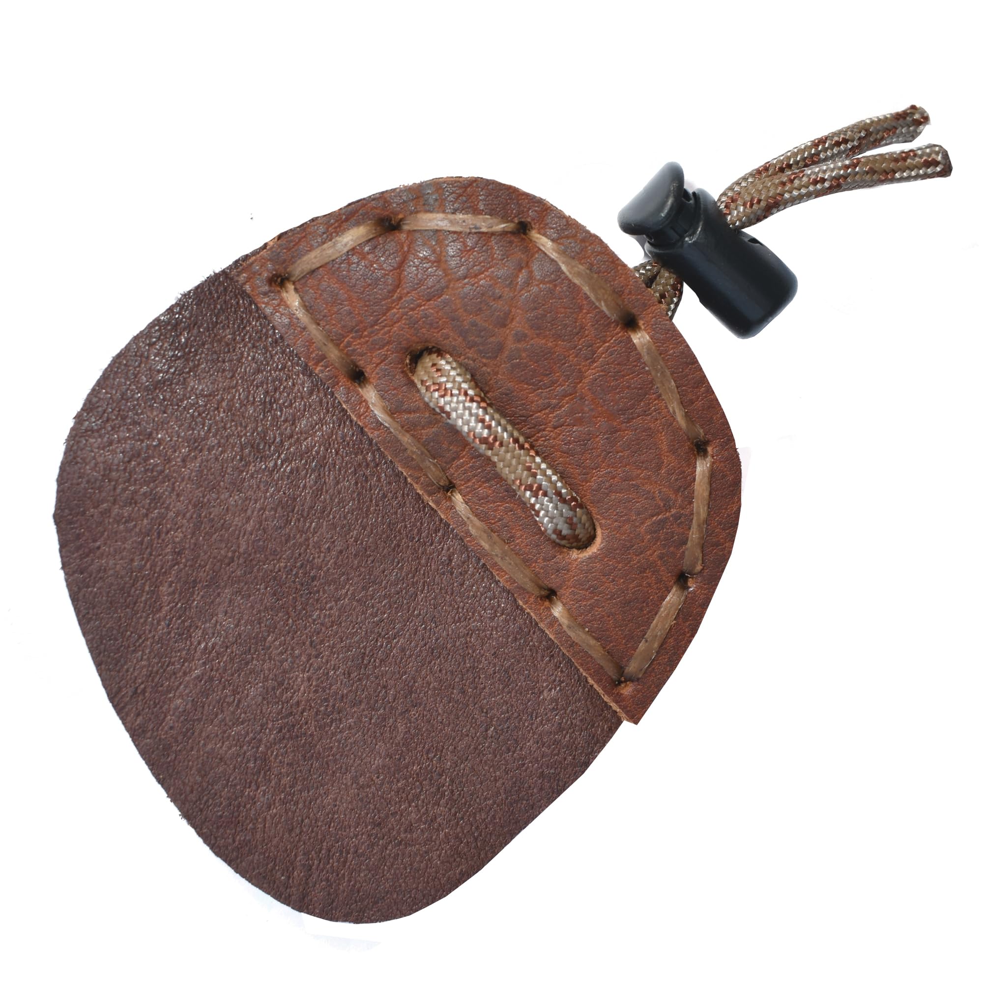 Standing Wolf Traditional Archery Moose Leather Finger Tab for Archery (Brown 3 Under) | Traditional Archery Finger Guards | Handmade Archery Tabs for Hunting & Target Practice (Left Hand)