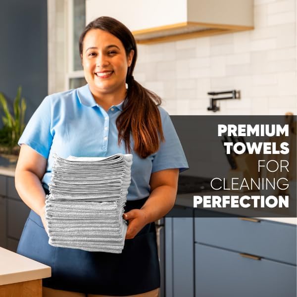 Simpli-Magic White Microfiber Bar Mop Kitchen Towels, Pack of 50, Size: 15โ x 18โ, White