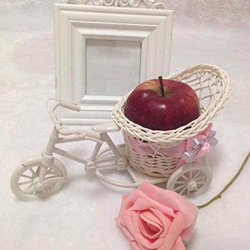 Luwsldirr Rattan Flower Basket Vase Tricycle Bicycle Model Home Garden Wedding Party Decor