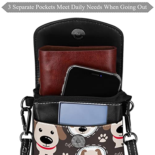 Small Crossbody Bag Brown Dog Cell Phone Purse Wallet