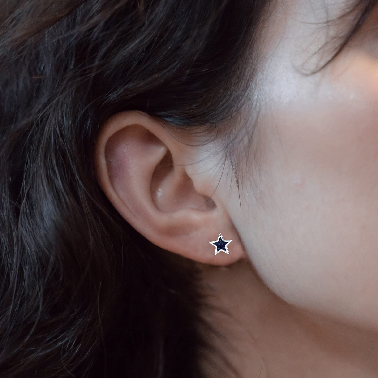 Star Earrings Sterling Silver Stud Earrings Hypoallergenic Statement Tiny Small Earrings for Women Post Earrings with Gift Box ZHOU LIU FU