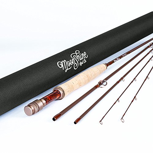 Moonshine Rod Co. Fly Fishing Rod with Carrying Case and Extra Rod Tip Section Medium Action, The Drifter I, 5wt 9'