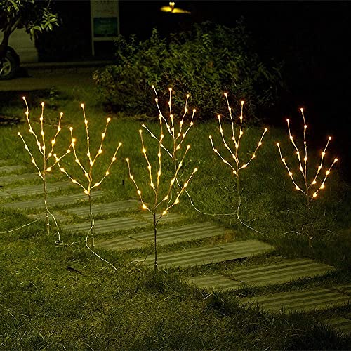 Vanthylit 3PK 30'' Lighted Birch Twig Branches with 60 LED Warm White Bulbs Waterproof Adapter in for Outdoor and Indoor Decor