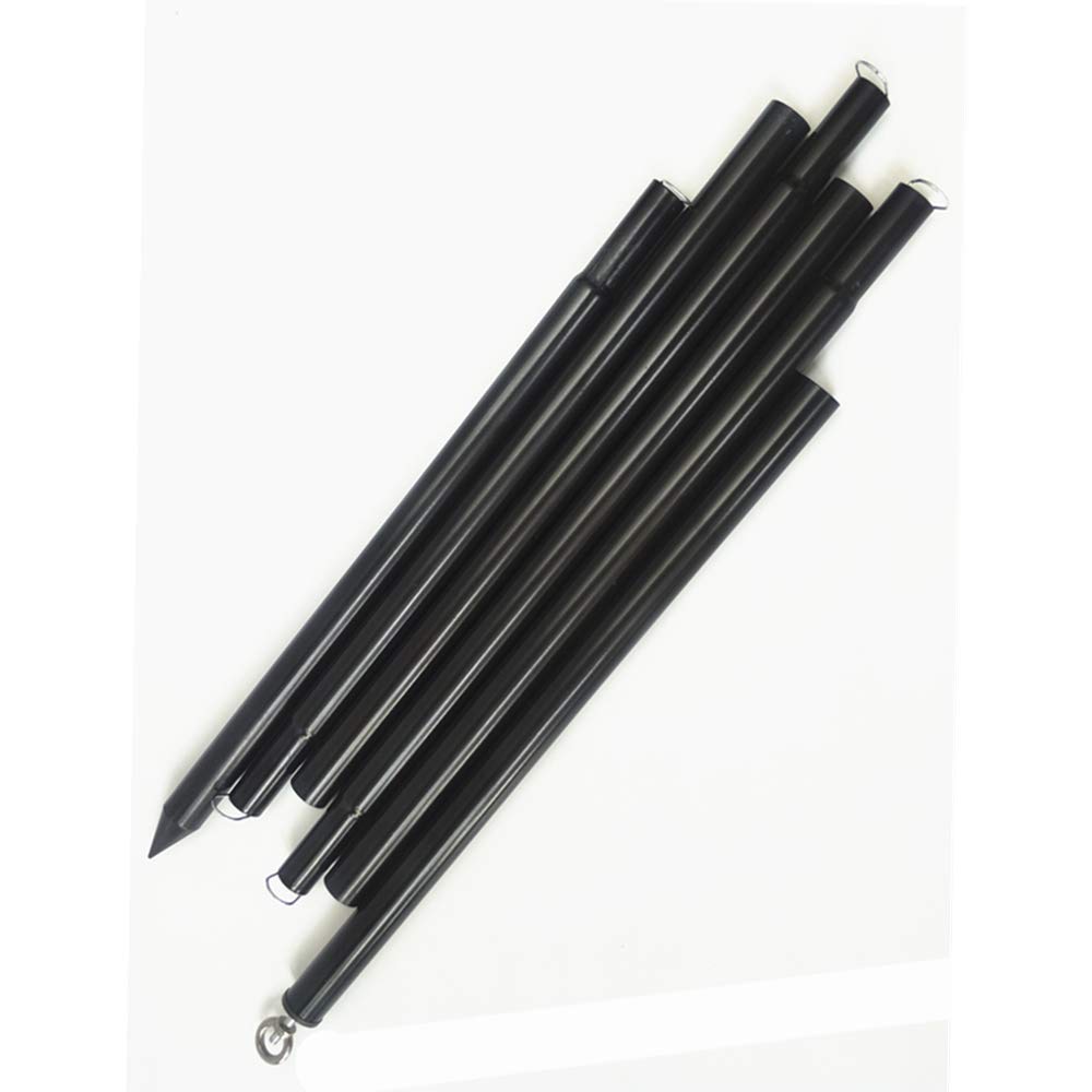 MMoon-L&F Adjustable Tent Tarp Canopy Pole Set of 1 for Camping Shelters and Awnings 6 Sections 7.6 feet Height Black Surface Durable Steel Rod