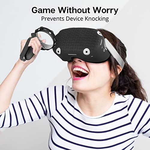 TNP VR Cover for Oculus Quest 2 Cover - Black Silicone VR Cover for Oculus Quest 2 Protective Cover - Anti Scratch Dust Bump Oculus Protective Cover