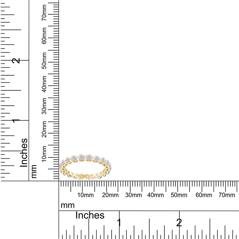 SAVEARTH DIAMONDS 1 1/5 cttw 2.5MM Round Cut Lab Created Moissanite Diamond Eternity Engagement Wedding Band Ring In 10k Solid Yellow Gold Jewelry For Women (1.20 Cttw) Size-7