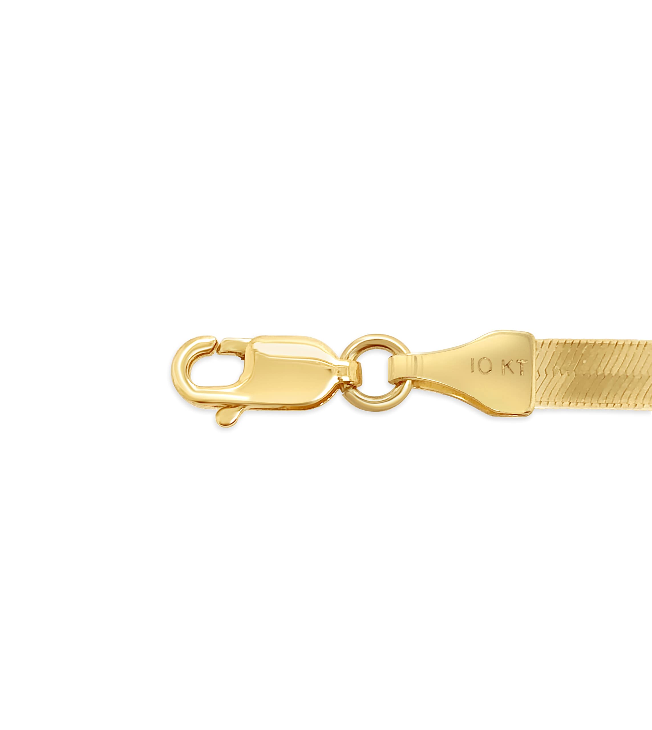 Olive & Chain 10k Gold Herringbone Chain Bracelet, Flat Snake Chain, Hypoallergenic, Lobster Clasp Closure, Smooth Finish,Unisex Men’s Women’s