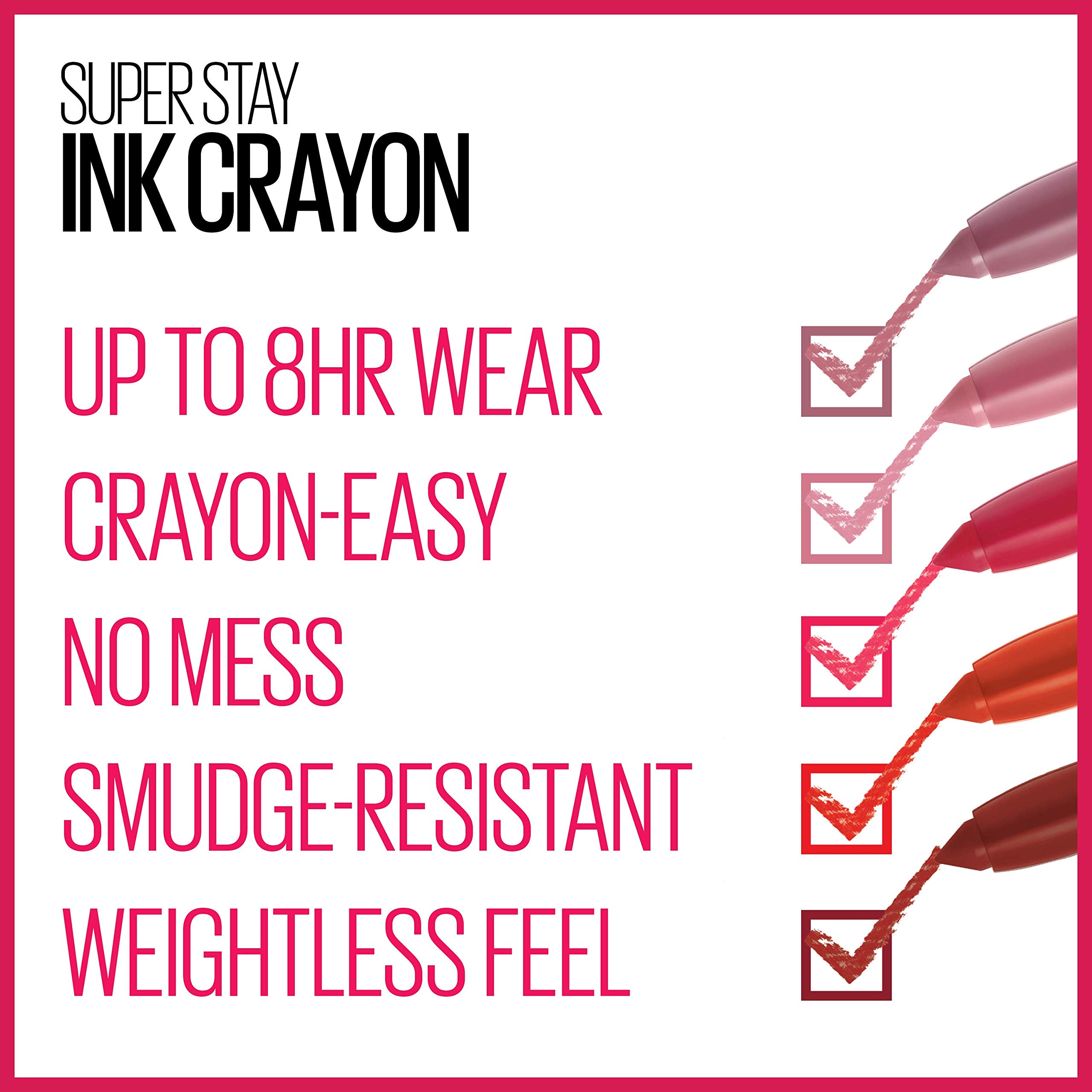 Maybelline SuperStay Ink Crayon Matte Longwear Lipstick With Built-in Sharpener, Forget The Rules, 0.04 Ounce