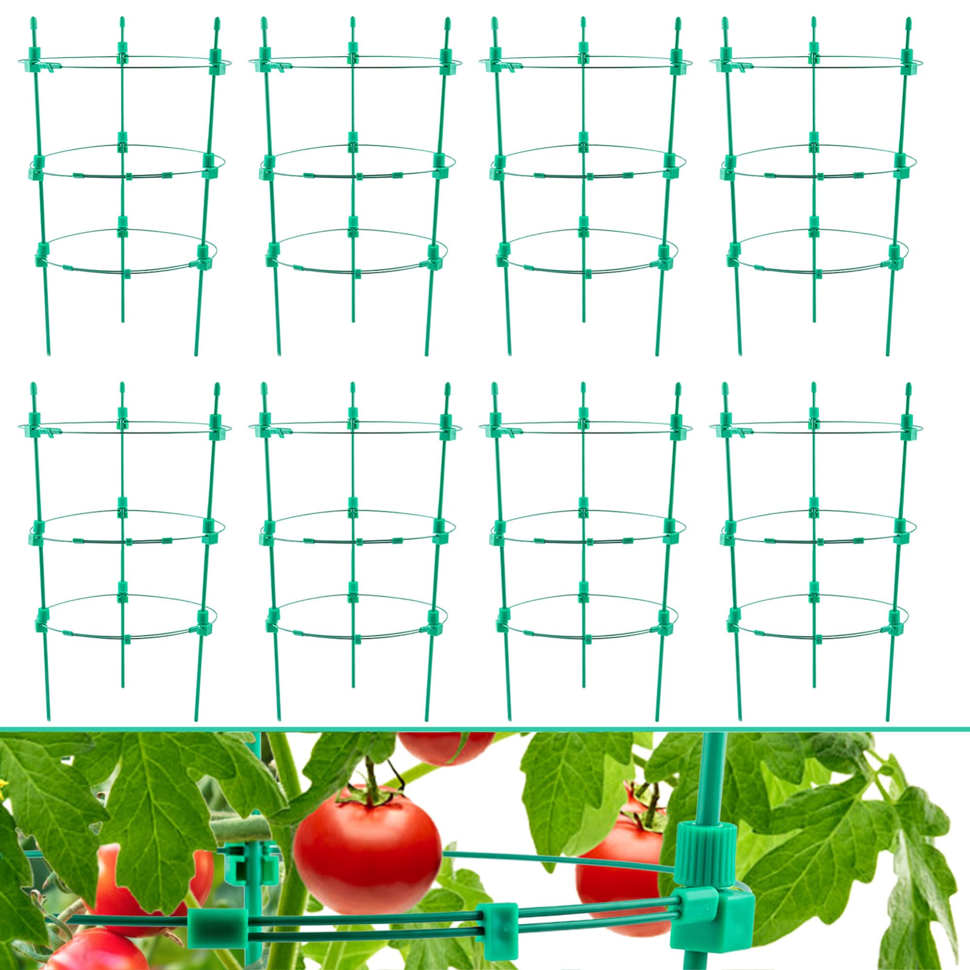 Tomato Cage Plant Support Cage for Garden 4 PACK, 18 Inch Tomato Trellis Garden Cages with 3 Adjustable Rings, Tomato Plant Stakes for Climbing Plants, Flowers, Fruit, Vegetables