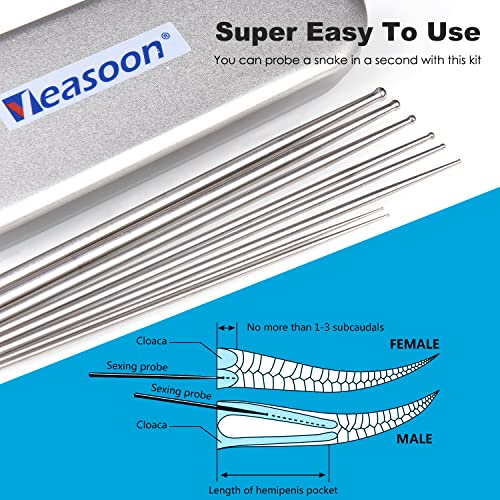 VEASOON Snake Probe Kit 8 Pieces Professional Portable for Snakes Reptiles Pythons Gender Sexing Probing Set