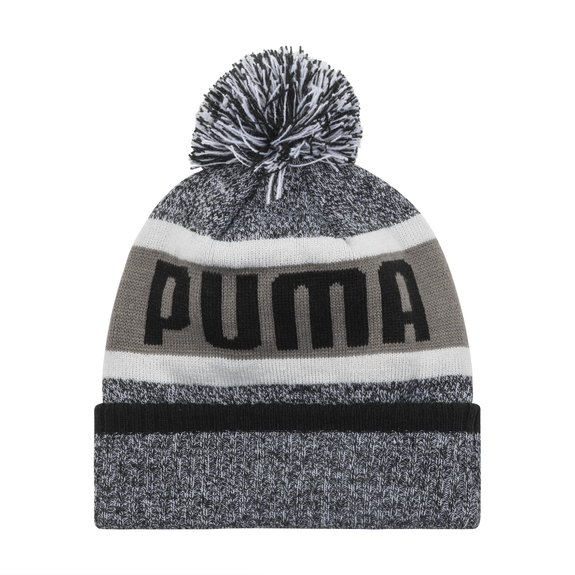PUMA unisex adult Evercat Logo Beanie Hat, White/Black, One Size US