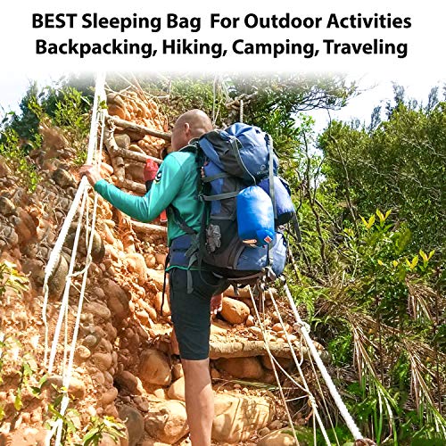 Litume 1.28lbs Ultra Lightweight Mummy Sleeping Bag, Backpacking Sleeping Bag with Insulation for 3 Seasons, Washable Compression Sack (Red)