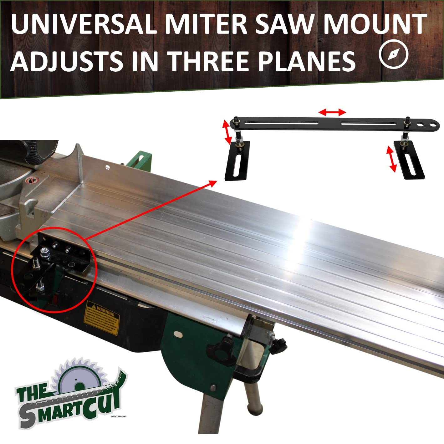 THE SMART CUT Aluminum Table Fence 9 ft with Universal Saw Attachment Mounts | For Any Portable Chop or Miter Saw Stand | Compact & Lightweight | Easy Setup Jobsite Table