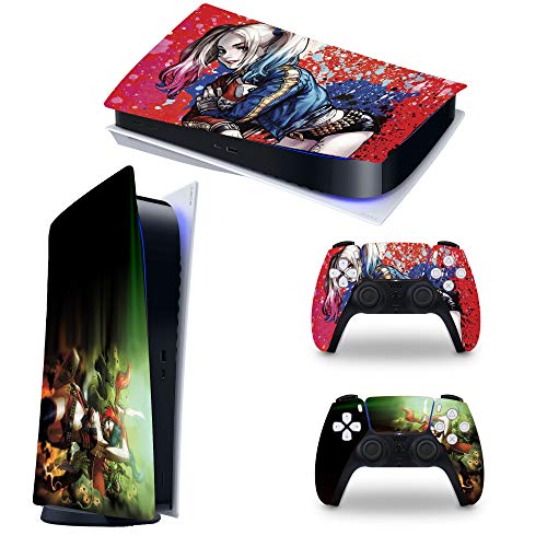 PlayStation 5 Skin Set – Crazy Girl - HD Printing Vinyl Skin Cover Protective for PS5 Standard Edition Console and 2 PS5 Standard Edition Controller