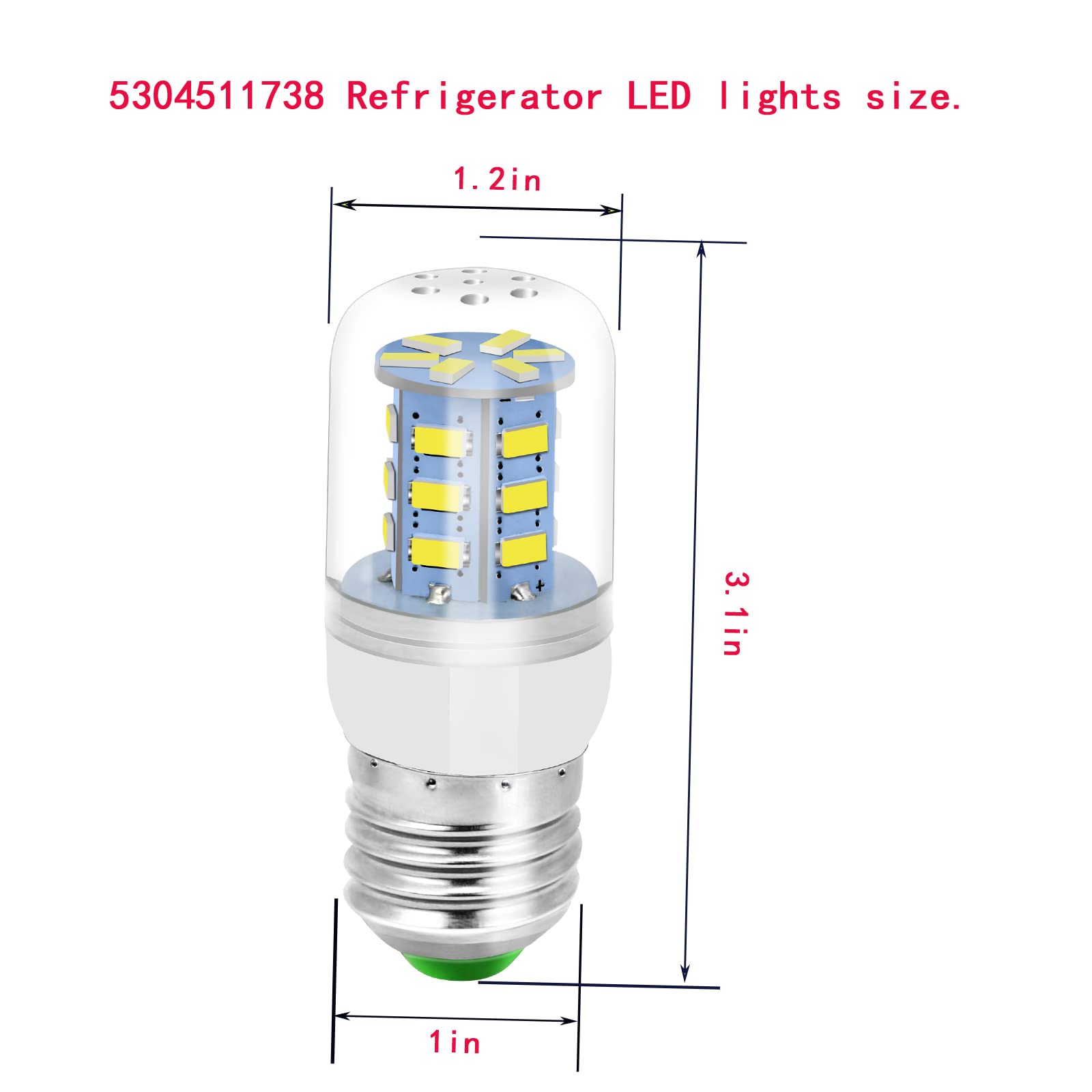 kzfuli 5304511738 LED Refrigerator Light Bulb Replacement AP6278388 PS12364857 Accessories. Compatible with Frigidaire Electrolux and Kenmore Refrigerators. 6500K White Light 3.5W(1Pack)