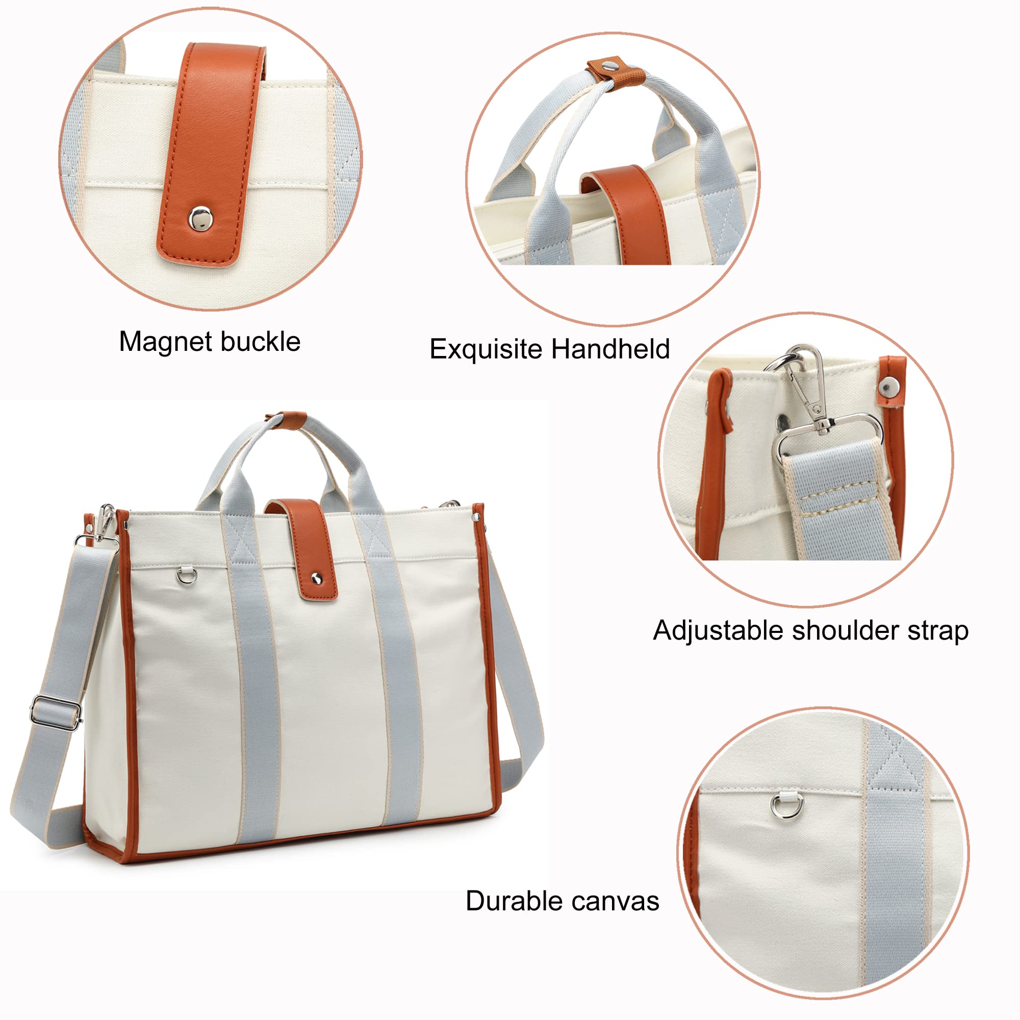 Laptop Bag for Women 15.6 Inch Lightweight Canvas Tote Bags Teacher Work Bag for School Travel
