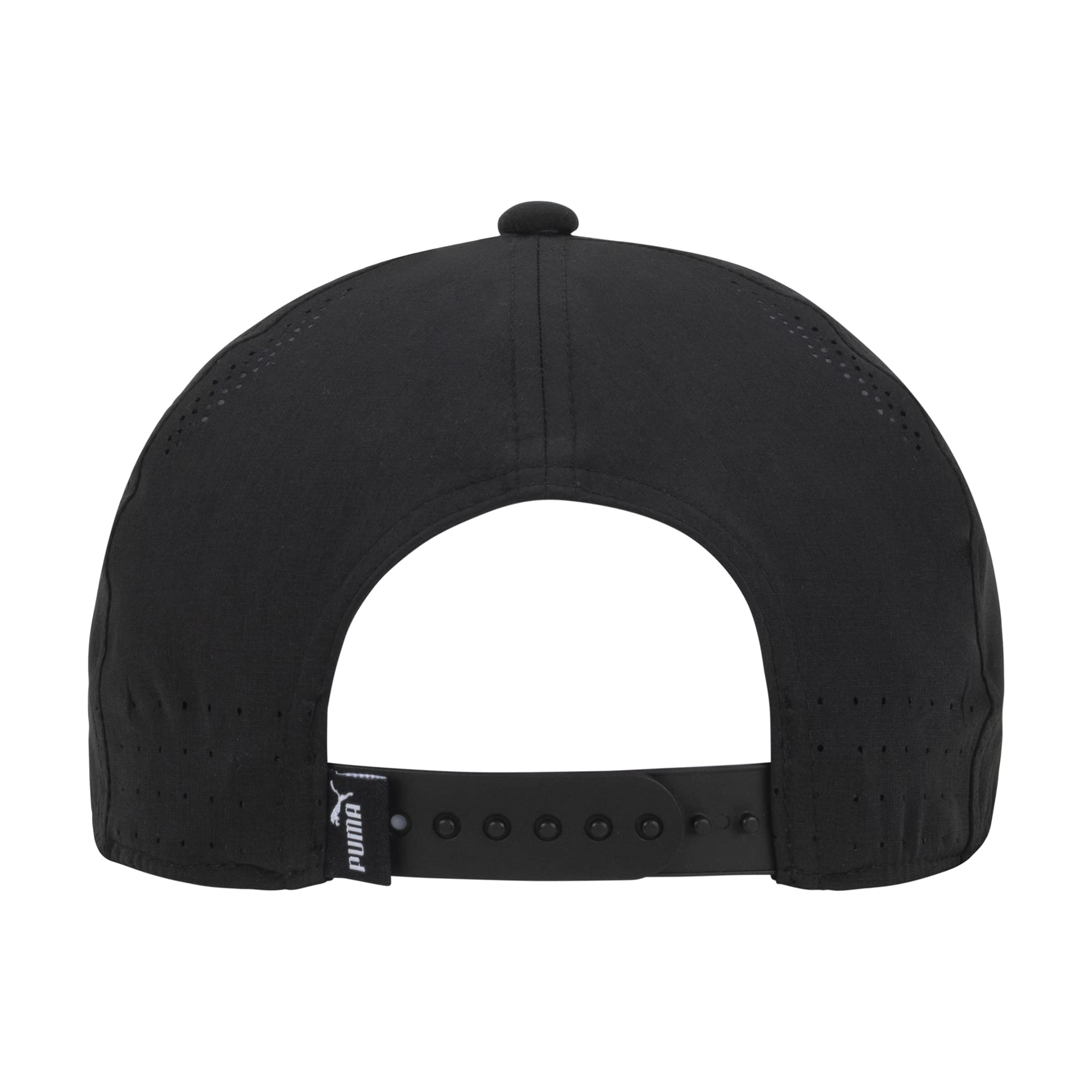 PUMA Unisex Air Mesh Performance Adjustable Snapback Baseball Hat (White/Black)