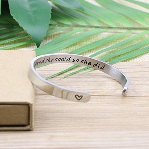 Memgift Birthday Gifts for Women Inspirational Cuff Bangle Bracelet Personalized Name Jewelry Olivia