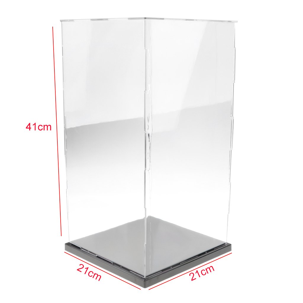 LoveinDIY Clear Acrylic Display Case Perspex Plastic Show Box Dustproof (8''-16'' Height) - 21 x 21 x 41 cm