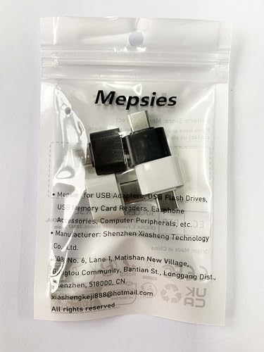 USB C to USB Adapter 4 Pack, USB Female to USB C Male OTG Adapter, USB C Adapter Compatible with MacBook Pro, Samsung Galaxy, Type-C Phones, Laptops, Tablets and More (2 Black and 2 White)