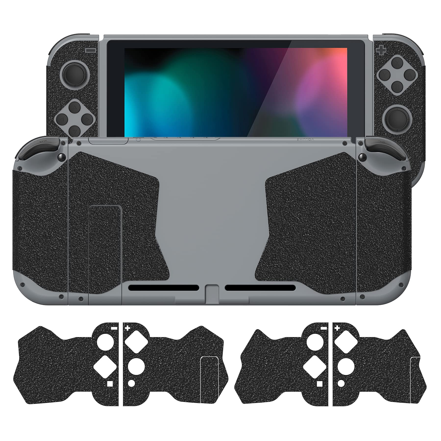 PlayVital Anti Slip Textured Rubber Grips for Nintendo Switch Controller Console, Switch Grip Sticker Pad, Sweat-Absorbent Console Joycon Grip Skins Sticker for Nintendo Switch - 3 Different Sizes