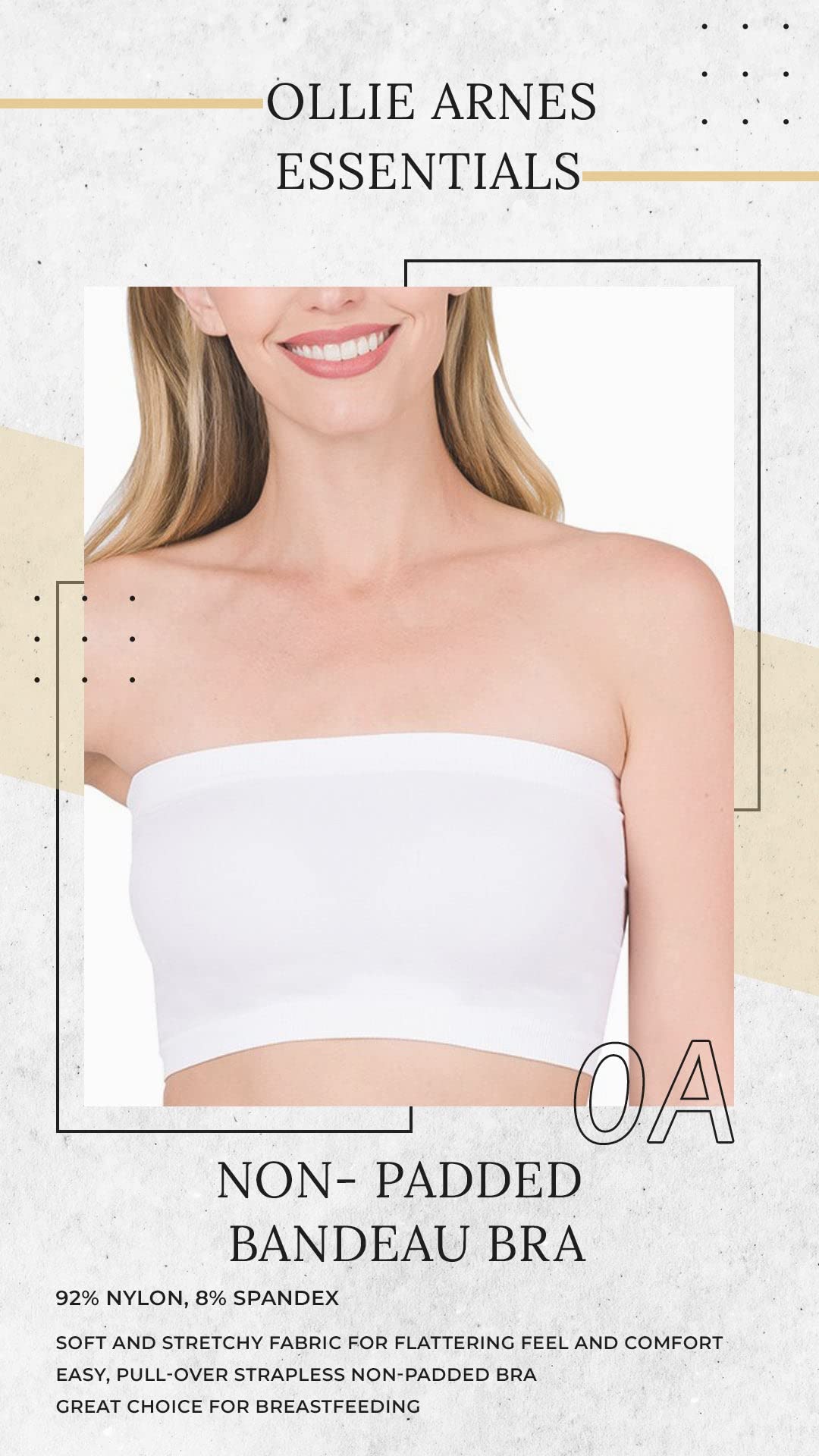 OLLIE ARNES Women's One Size Strapless Seamless Stretch Bandeau Tube Bra Top Single_TMAUVE One Size