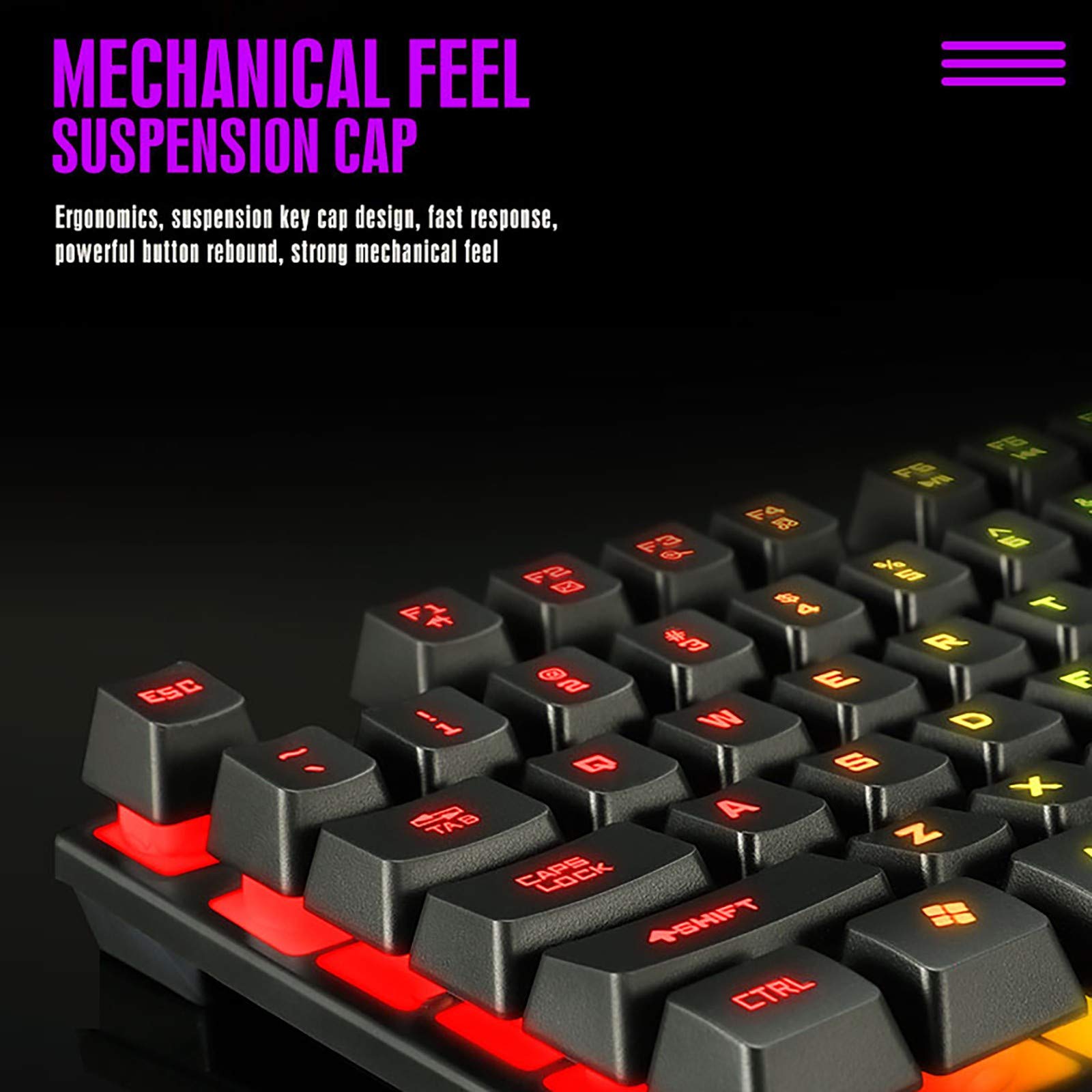 RGB Gaming Keyboard and Mouse-Light Up & LED Backlit Mechanical Keyboard & Mouse Combo-Rainbow Keyboard with 104 Keys- Gaming Mouse, for PS4, PS5, Xbox, PC, Laptop-Black