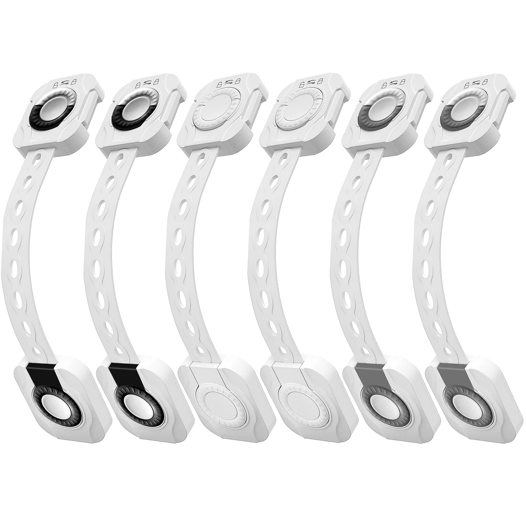 VIUISDFMIN 6 Pack Baby Locks Child Safety Strap Locks Safe Quick and Easy 3M Adhesives No Drilling Adjustable Flexible Strap Baby Proofing Cabinet Locks for Cabinets and Drawers, Toilet, Fridge