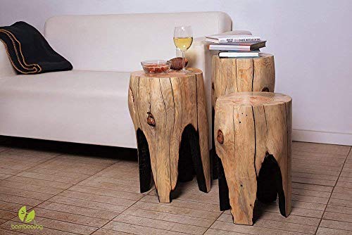 Tree Stump Coffee Tables (Set of 3), Small Wooden Tea Tables, Log Furniture, Rustic Side Tables, Log Stools, Wooden Side Tables